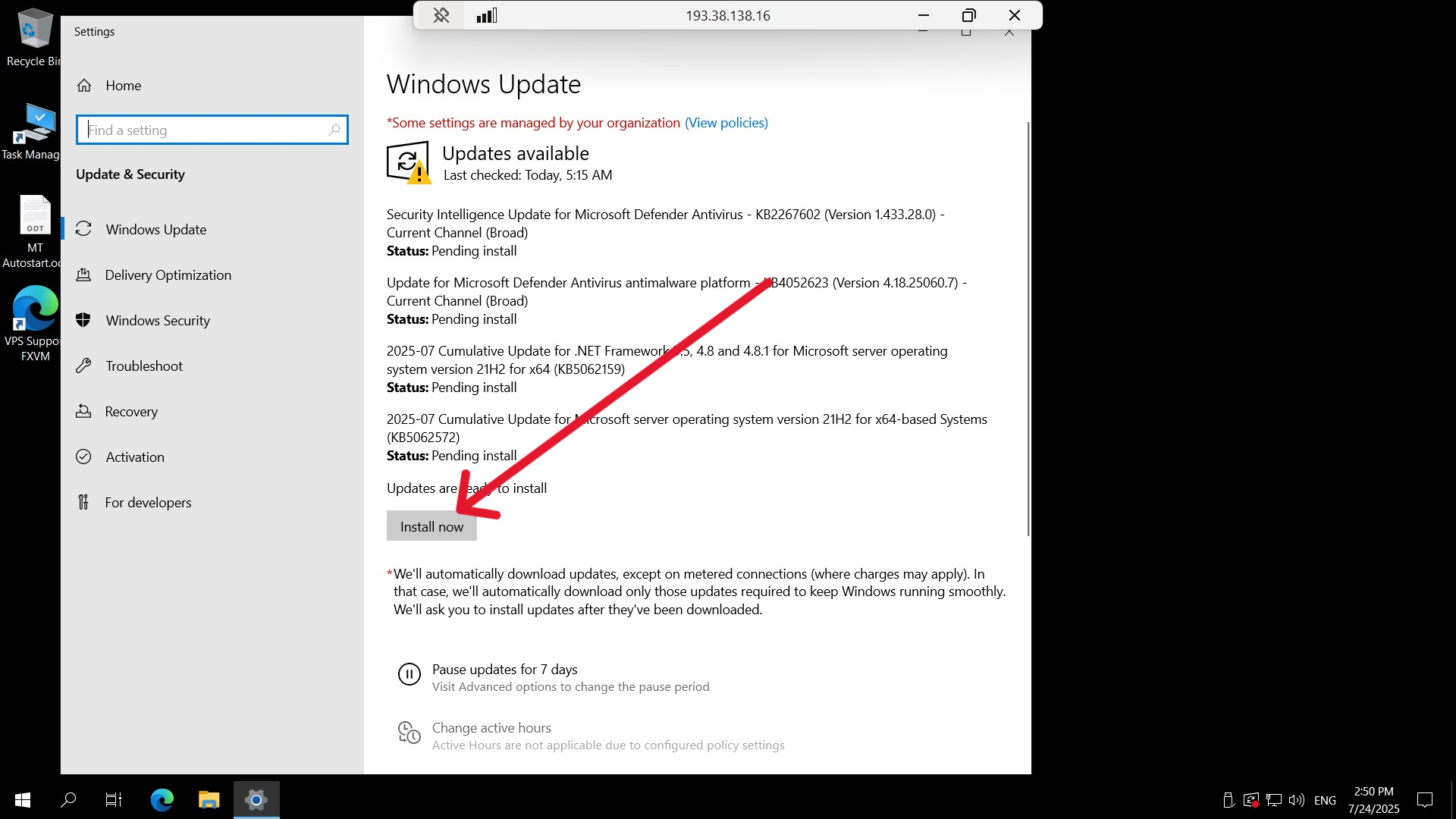 How to do Windows Update in the VPS - FXVM Knowledge Base